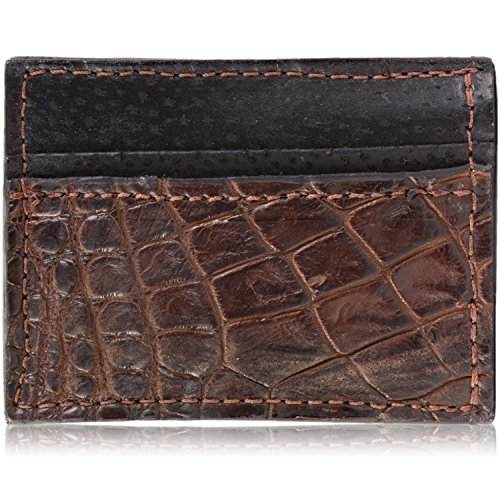 Brown Genuine Alligator Leather Magnetic Money Clip Wallet