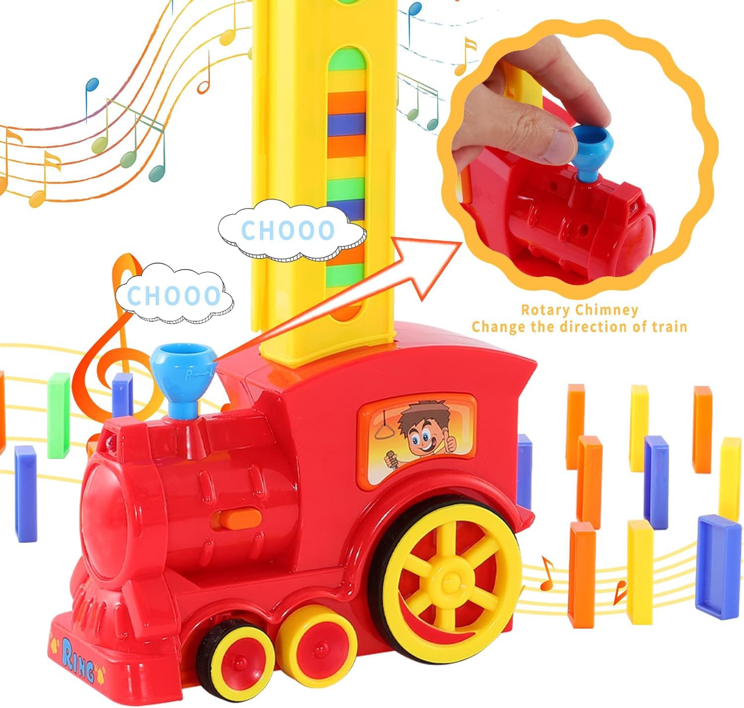 COCPOK Domino Train Set - 160 Pcs,Automatic Domino Train Toy with Lights & Sounds,Kids Domino Blocks Building Stacking Toy,Automatic Domino Laying Train Toy Set