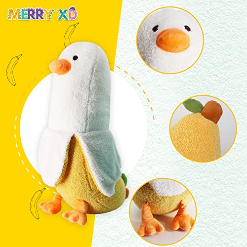 MerryXD Banana Duck Plush Toy Soft Stuffed Hugging Pillow, Cute Duck Plushie for Sleeping,Banana Stuffed Animal Doll Gift for Kids White 19.68''