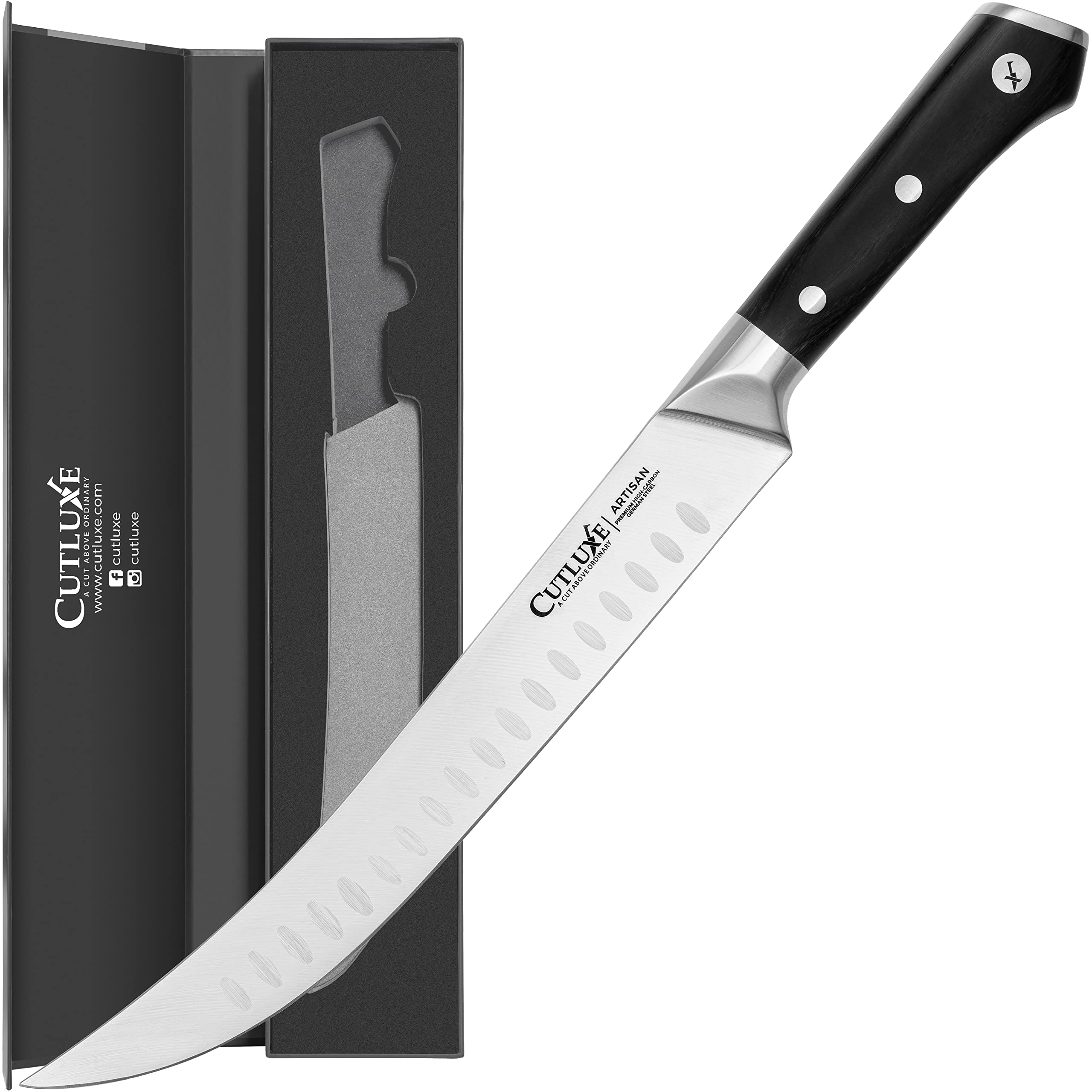 Cutluxe Cimeter Knife & Boning Knife– Forged High Carbon German Steel – Full Tang & Razor Sharp – Ergonomic Handle Design – Artisan Series