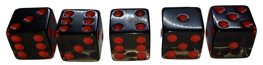 Set of Dice Cup with Storage Compartment Black PU Leather Red Felt Lined + (5) 16mm Tranparent Dice (Gift Boxed) (Smoke/Red)