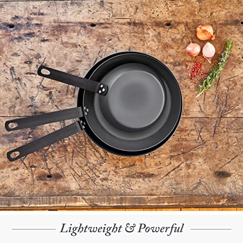 Merten & Storck Pre-Seasoned Carbon Steel Induction 12" Frying Pan Skillet, Oven Safe, Black