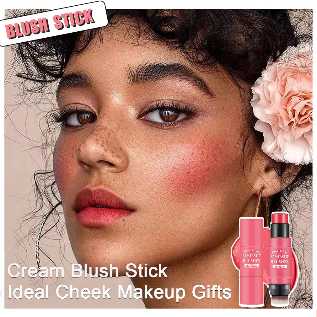 Cream Blush Stick double head Blush Sticks 2 in 1 Multi Stick Blush for Cream Blush for Cheeks, Pink Blush for Cheeks and Lip,Cheek Makeup Stick for All Ages and All Skin Tone.(2# Rose Pink)