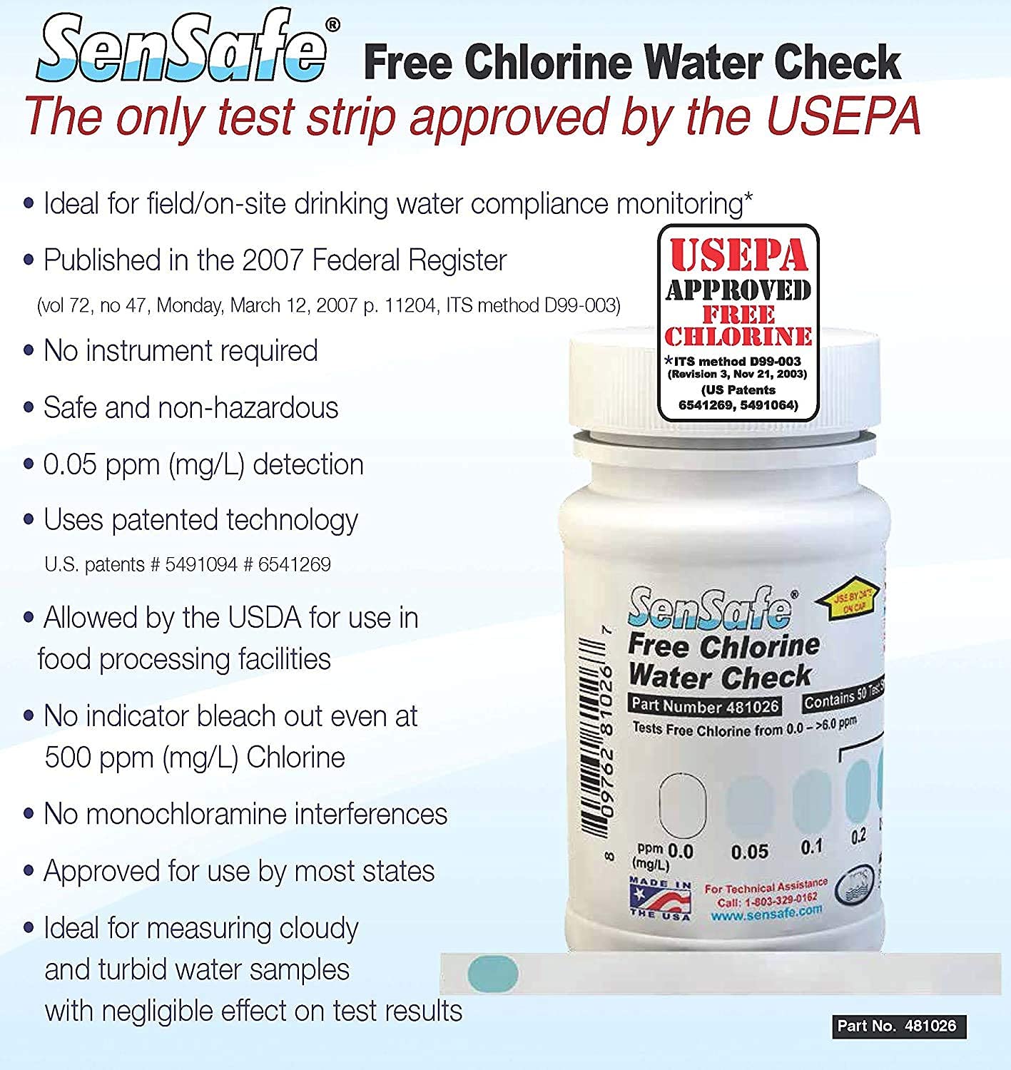 Industrial Test Systems 481026 Free Chlorine Water Check Test Strip