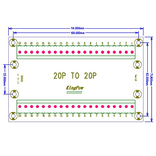 Jienk DIN Rail Mount 10A 300V 20Position 20P to 20P Screw Terminal Block Distribution Module