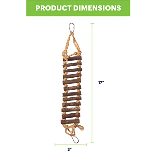 Prevue Pet Products Naturals Rope Ladder Bird Toy, Wood Stairs Climbing Activity Attachment for Birdcage, Earth Tone Brown 62806