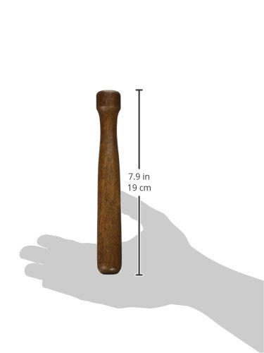 Winco Wooden Muddler, Lacquered Walnut, Brown, Medium