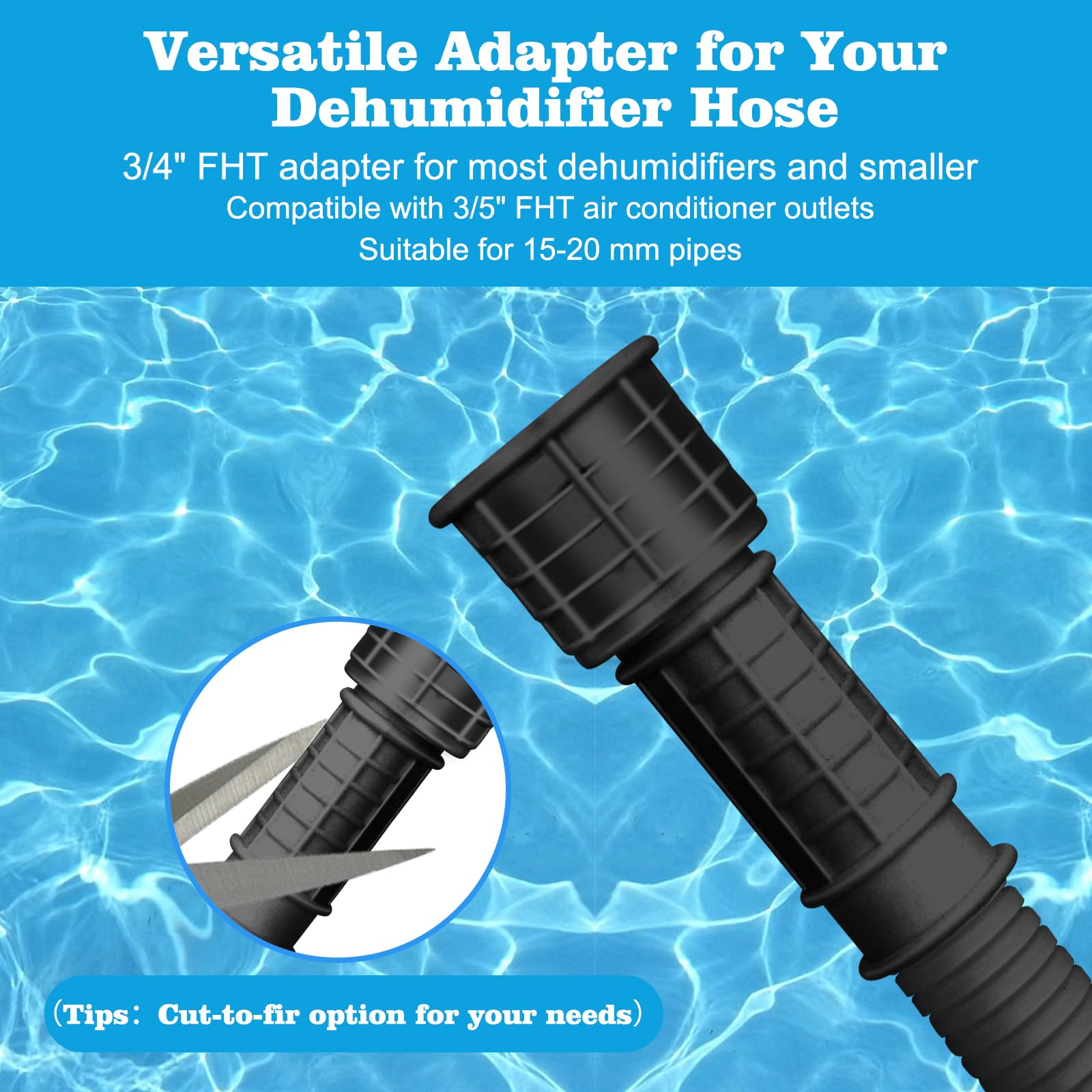 Ensayeer Flexible Universal Dehumidifier Drain Hose, with Cuttable Rubber Adapter & Connect Clamp, 10Ft Replacement Hose for Dehumidifiers & Portable Air Conditioners(White)