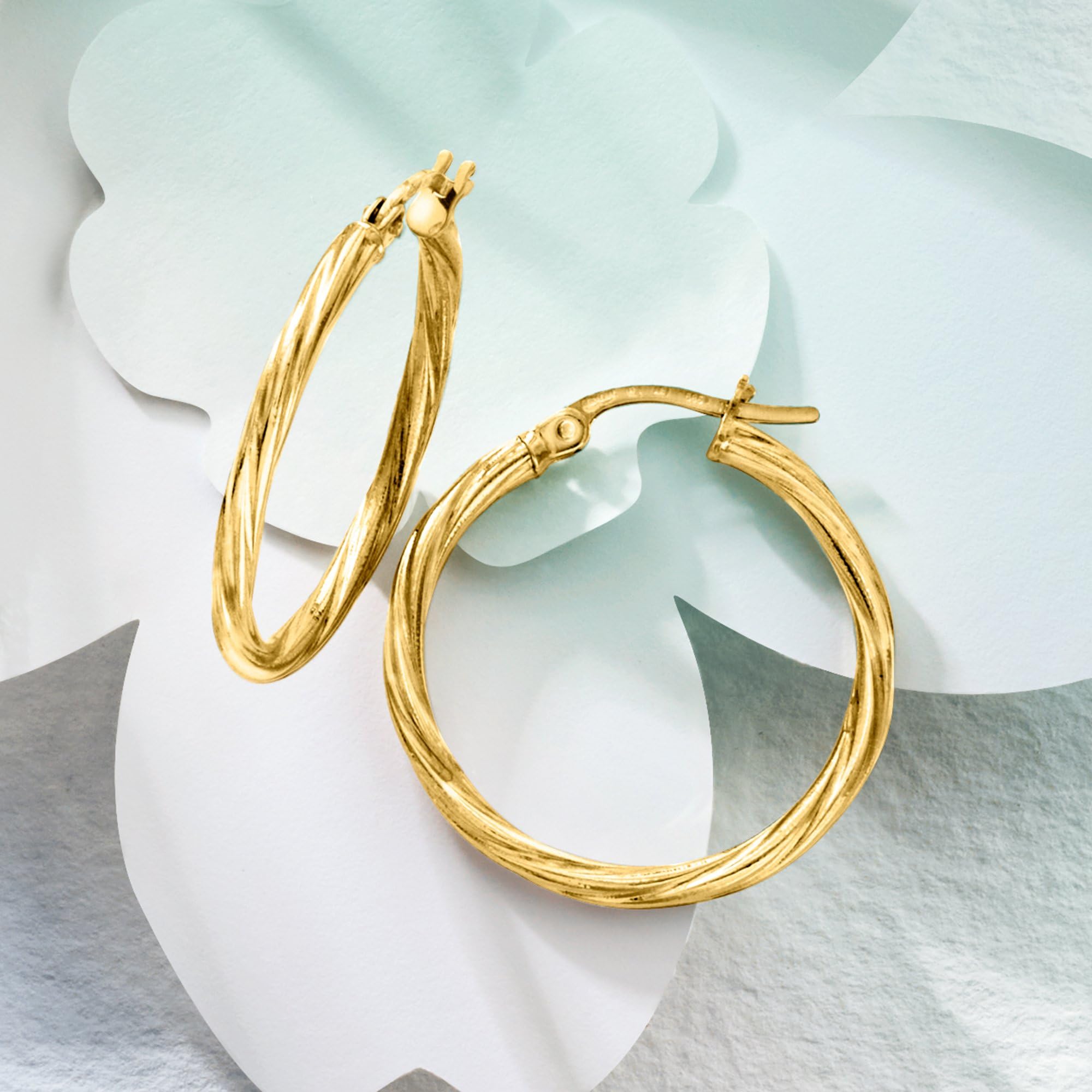 Ross-Simons Italian 14kt Yellow Gold Twisted Hoop Earrings