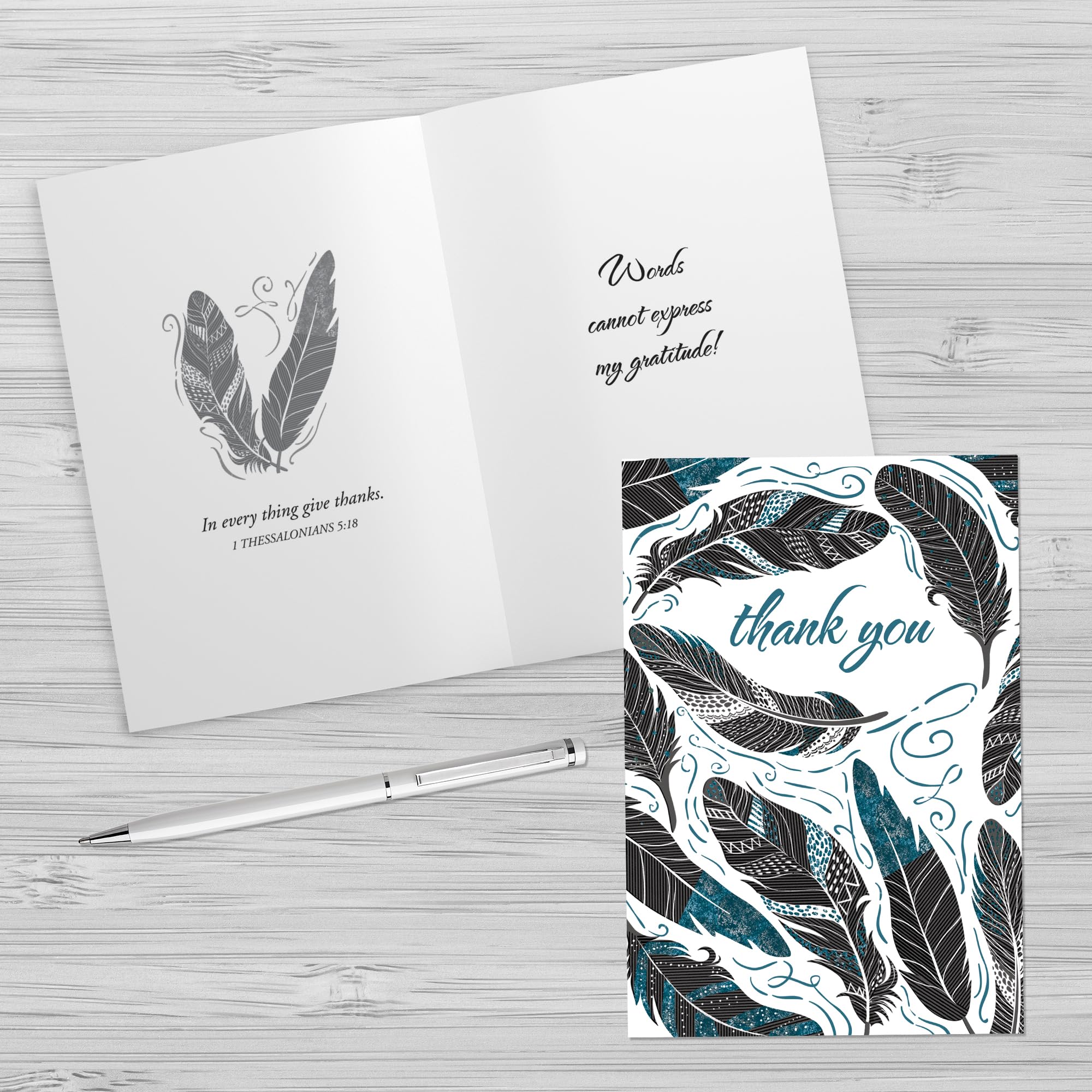 Faithfully Yours Designer Greetings Inspirational Thank You Boxed Card Assortment, With Gratitude with Biblical Scripture Verses (Box of 12 Greeting Cards with Envelopes)