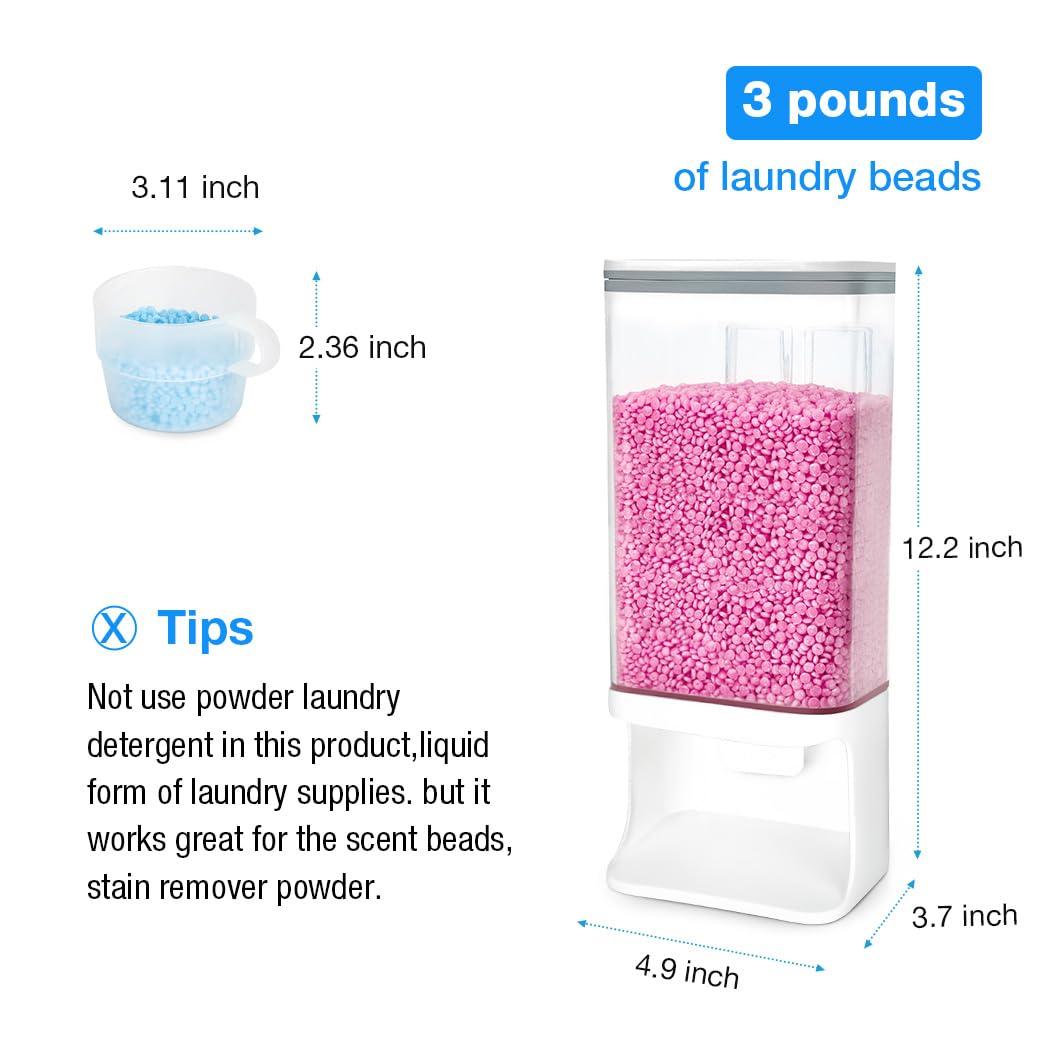 Conworld Laundry Detergent Dispenser, Wall Mounted Laundry Beads Dispenser for Scent Booster Beads, Stain Remover Powder, Bath Salts, Rice, Beans Grain and Dry Food, Laundry Scent Booster Container