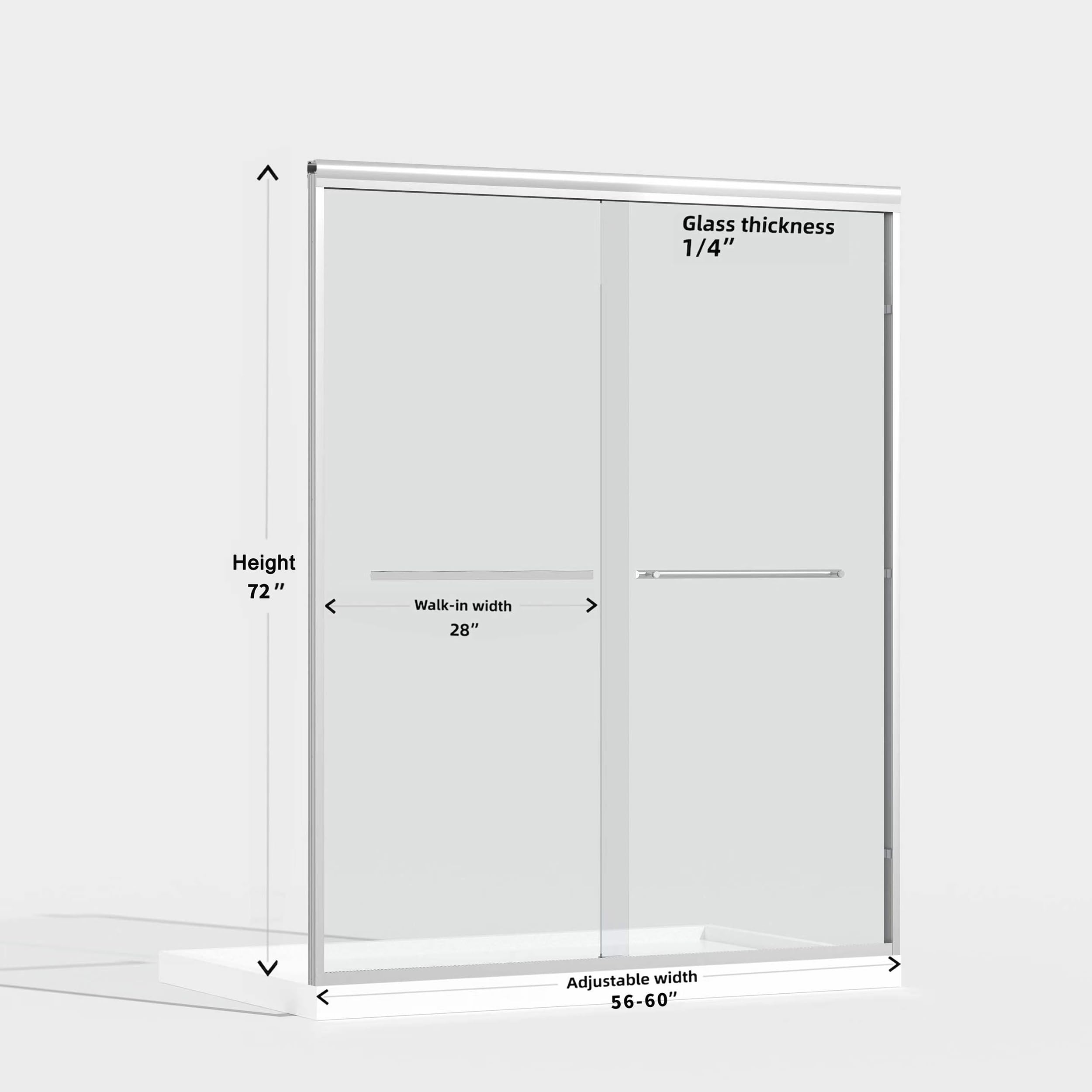 ENSO SENKA Shower Doors 56-60" W X 72" H Semi Frame Double Sliding Bathroom Glass Shower Door, 1/4" (6MM) Thick Clear SGCC Tempered Glass, Matte Black