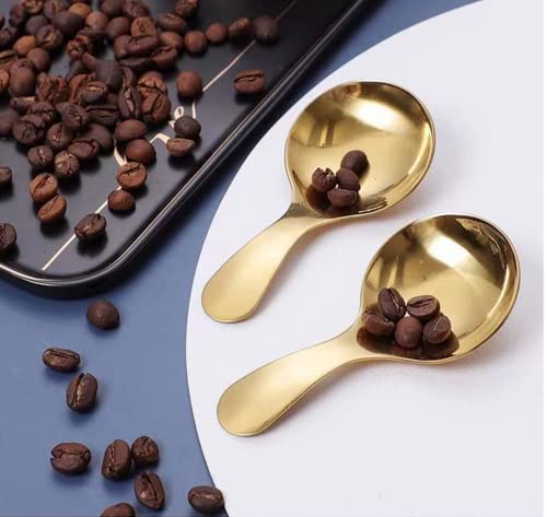 PHAETON 8PCS Golden Stainless Steel Short Handle Spoons Soup Spoons Condiments Spoon Dessert Spoon Tea Coffee Spoons