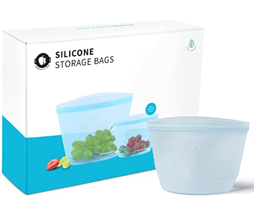 Gourmanity Cook Silicone Storage Bags | Reusable Silicone Bags with Zip Top | Silicone Storage Bags for Food | Leakproof Silicone Snack Bags [6 Bags in 3 sizes]