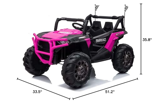 TOBBI 12V Electric Kids Ride-On Car SUV with MP3, 3 Speeds, LED Lights, 2.4G Remote Control, 4 Big Shock-Absorbing Tires, Gift,Rose Red