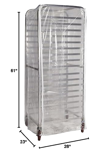 Winholt SRC-58/3Z Bun Pan Rack Cover, Heavy Duty Plastic, 3 Zippers, 23" W x 28" L x 61" H, Clear