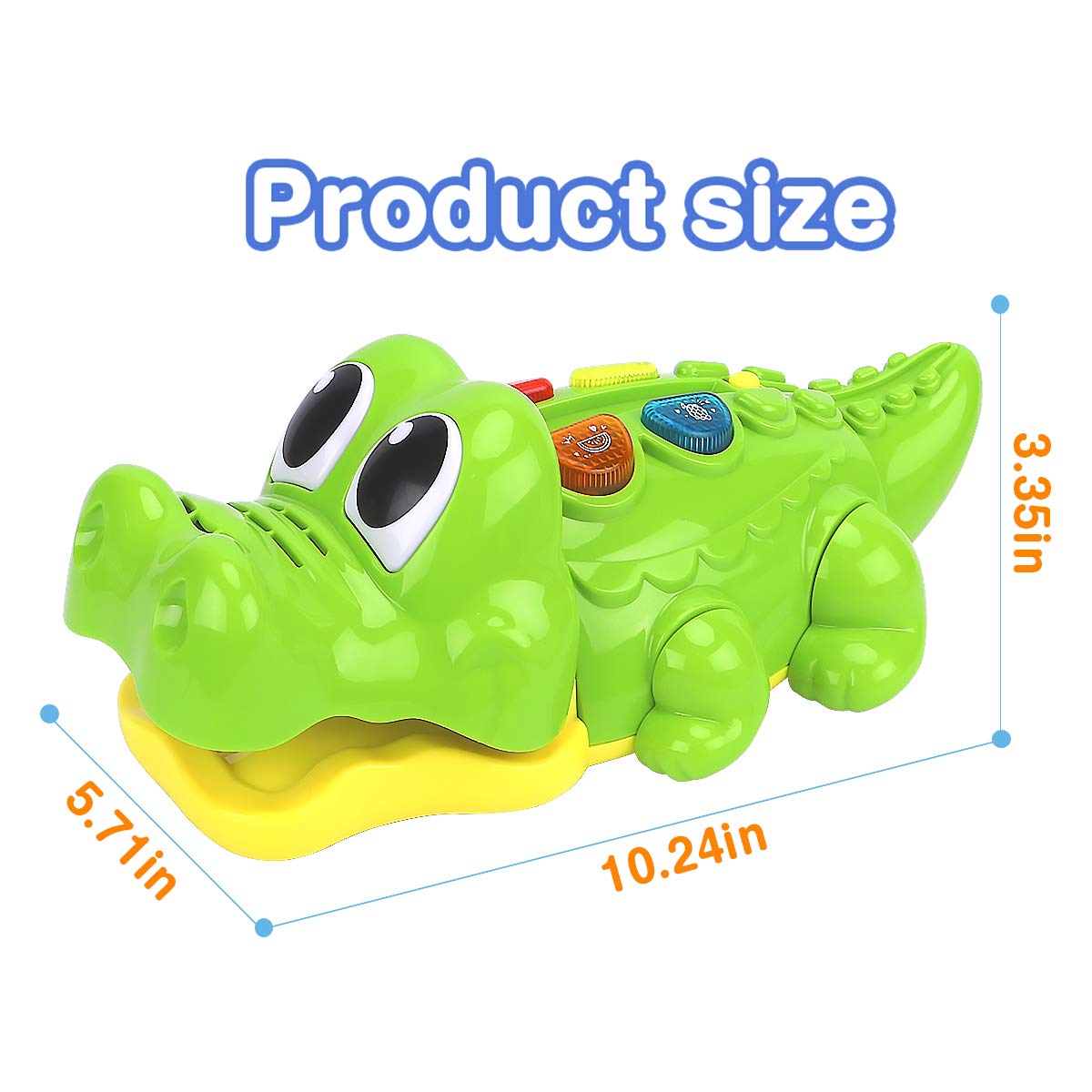 Nueplay Alligator Musical Crawling Toy for 1 2 3 Year Old Kids Babies Toddler Boy Girl Educational Learning Infant Toy with Music Light Game Modes 8 Songs with 3 AA Batteries