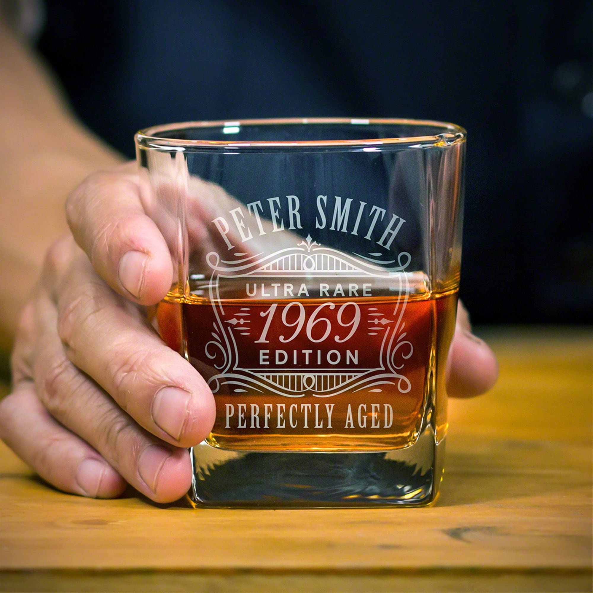 Custom Square Whiskey Glass Set with Bullet Whiskey Stones (Personalized Product)