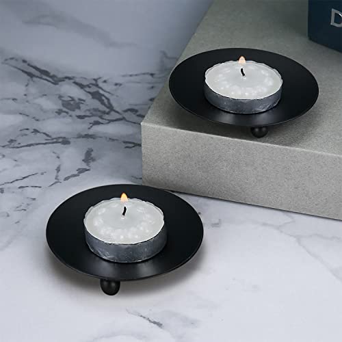 Iimin Iron Plate Candle HolderBlack Pillar Candle Holders for Table,Decorative Pillar Candle Plate,Pedestal Candle Stand for LED & Wax Candles, and Wax Candles Taper Incense Cones(4 Pcs)