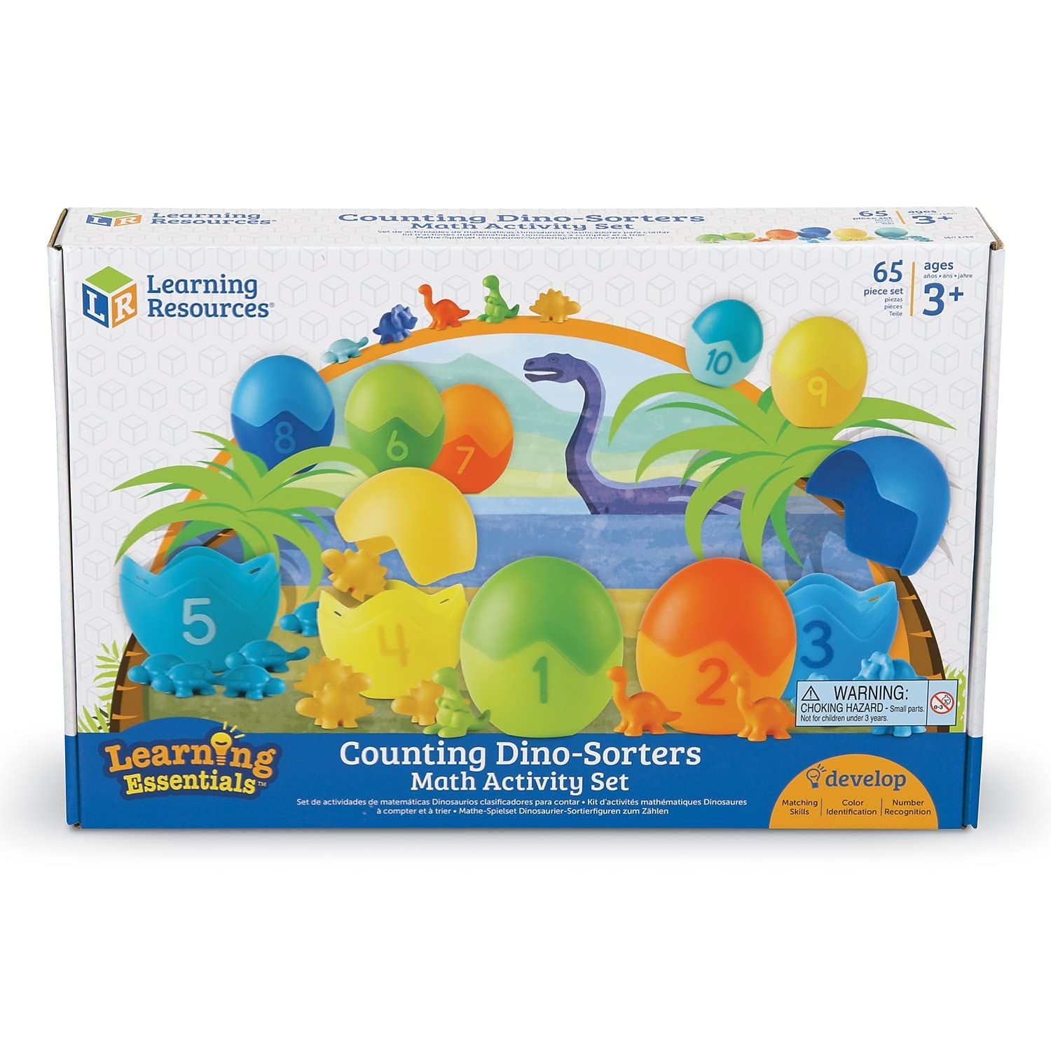 Learning Resources Counting Dino-Sorters Math Activity Set, Dinosaur Sorting Toy, 65 Pieces, Ages 3+