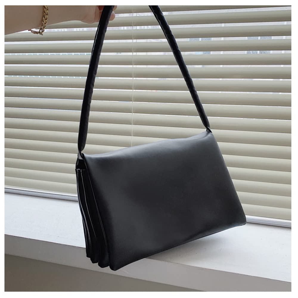 Buwico shoulder bag for Women，Cute Hobo Mini Clutch Purse, Classic Shoulder Purse with Vegan Leather (Black)