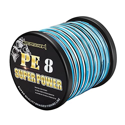 GPCPROLINE Braided Fishing Line PE 4 8 - Abrasion Resistant - Fade Resistant - Cast Longer - Thinner & Smooth - Camo Blue, Camo Green, Green - 10LB/15LB/20LB/30LB/50LB/80LB/100LB for Saltwater Fishing