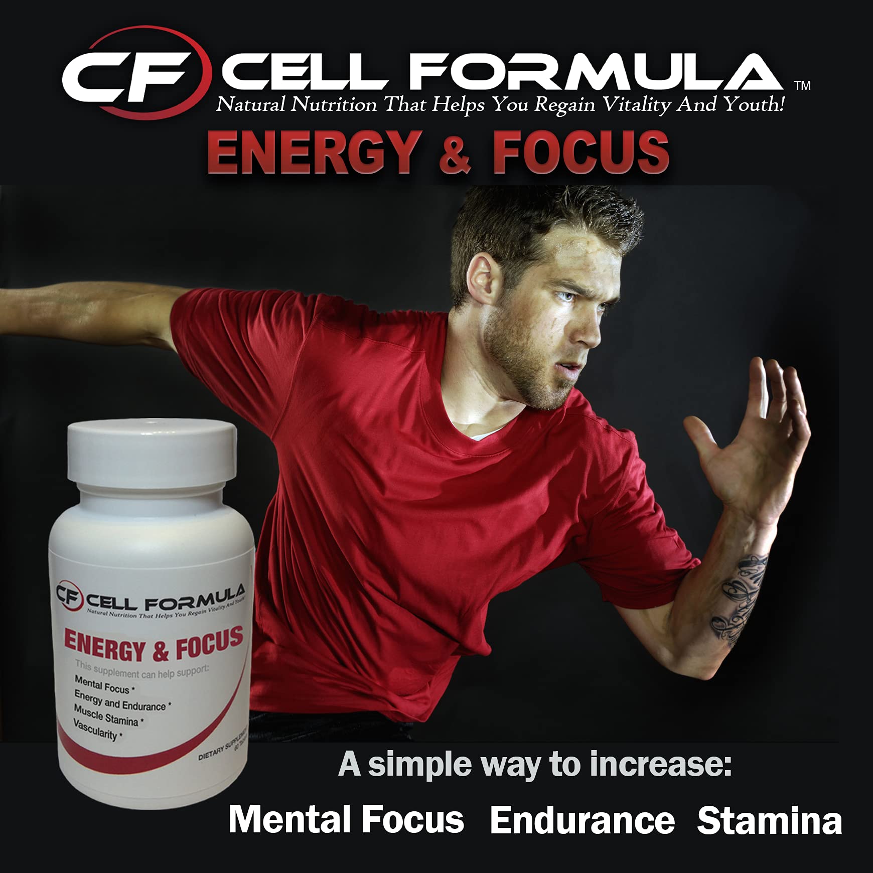 Cell Formula Nutrition - Energy and Focus, Promotes Increased Mental Focus - Energy - Endurance and Increases Muscle Stamina and Vascularity. Non-GMO Gluten Free