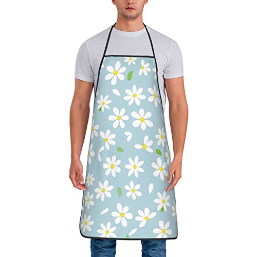 Cute Daisies On A Blue Sky Aprons For Women Men Waterproof Bib Apron Chef Aprons For Kitchen Cooking Baking Bbq Gardening