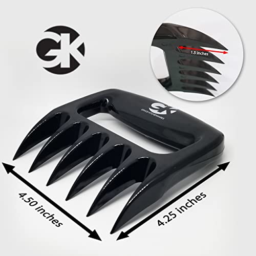 GK’s Premium Combo Set: Super Sharp Solid Meat Shredder Claws Plus Silicone Basting Brush | 1 Pair Meat Claws and 1 Piece Basting Brush | (Black)