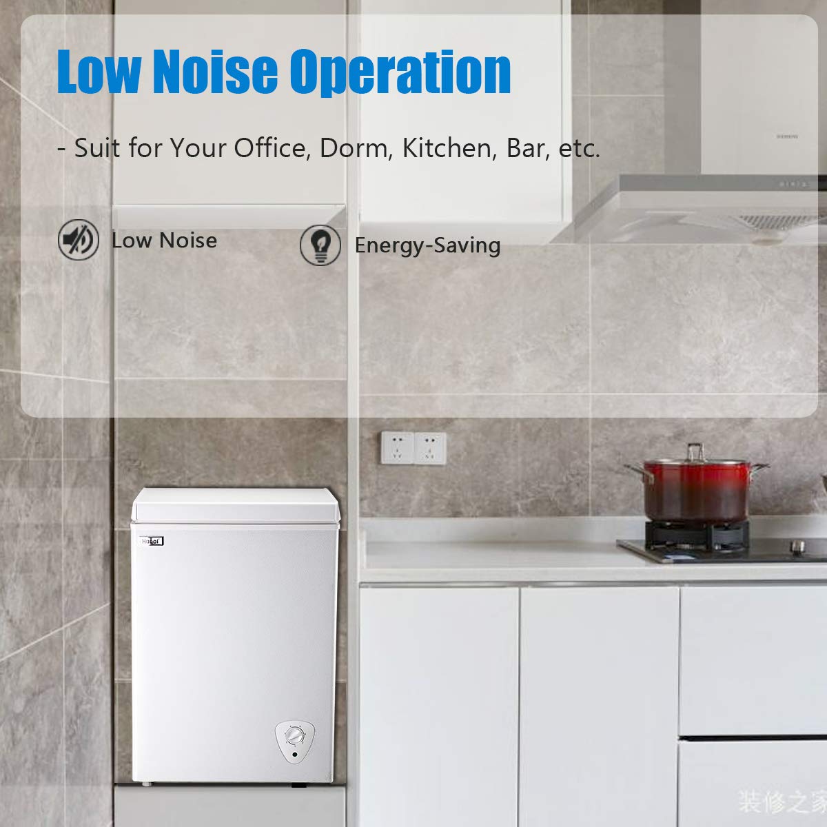 Chest Freezers Compact Mini Deep Freezer WANAI 3.5 Cu.Ft Free-standing Top Door Room Dorm Office Garage Freezer with 7 Adjustable Temp Control Removable Basket for Apartment Basement Business