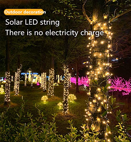 Upgraded Solar String Lights Outdoor Waterproof 300LED 75.5ft Solar Christmas Lights 8 Modes Warm White Solar Lights Outdoor for Gardens, Wedding, Party, Christmas, Outdoor Decorations