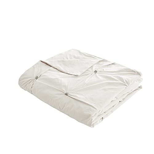 Ink+Ivy Masie Duvet Cover King/Cal King Size - White , Elastic Embroidery Tufted Ruffles Duvet Cover Set β 3 Piece β 100% Cotton Percale Light Weight Bed Comforter Covers