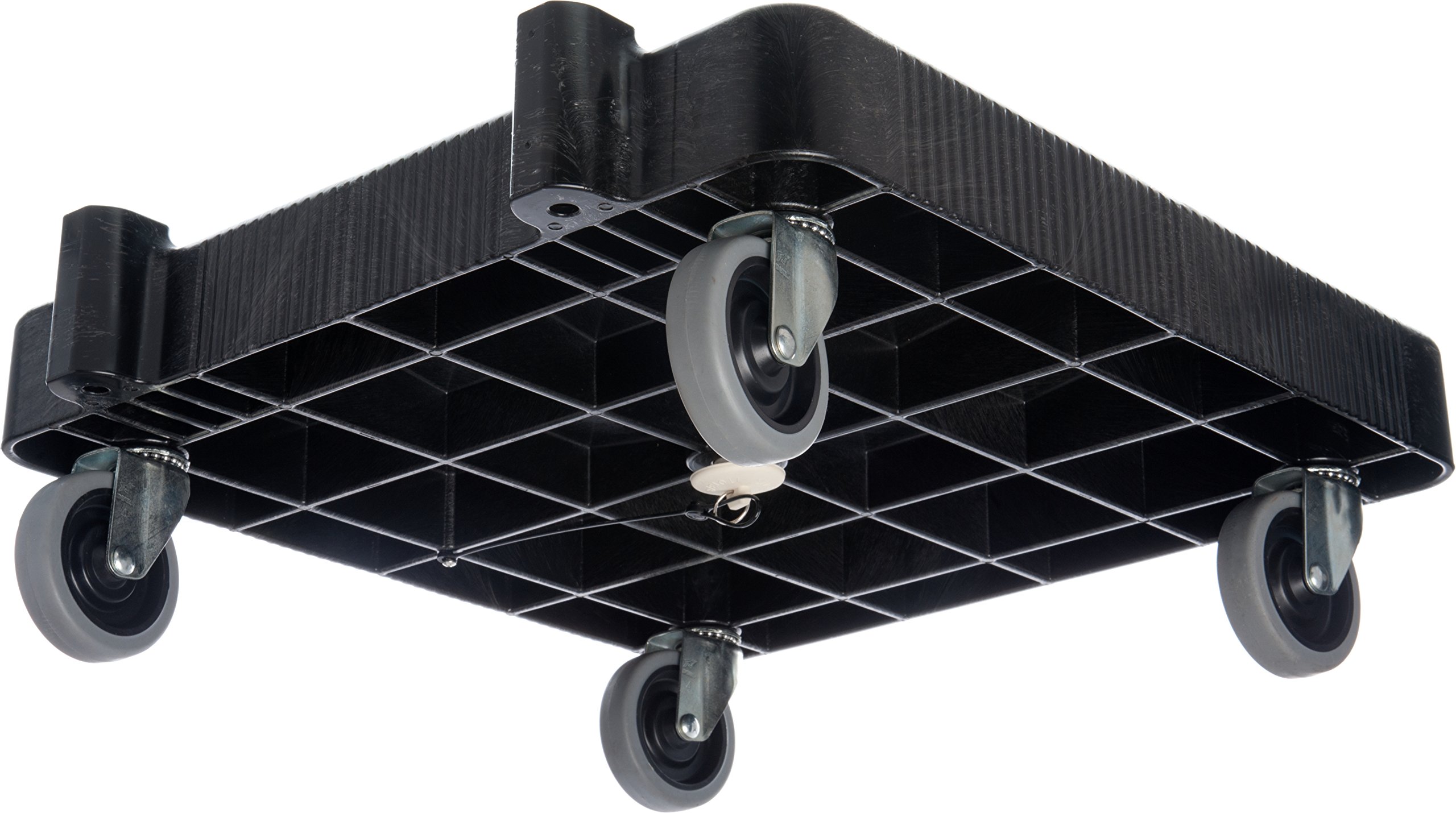 Carlisle FoodService Products E-Z Glide Warewashing Rack Dolly Dishwashing Rack Dolly with Drain for Kitchen and Restaurants, Plastic, 22.5 X 22.5 X 8 Inches, Black