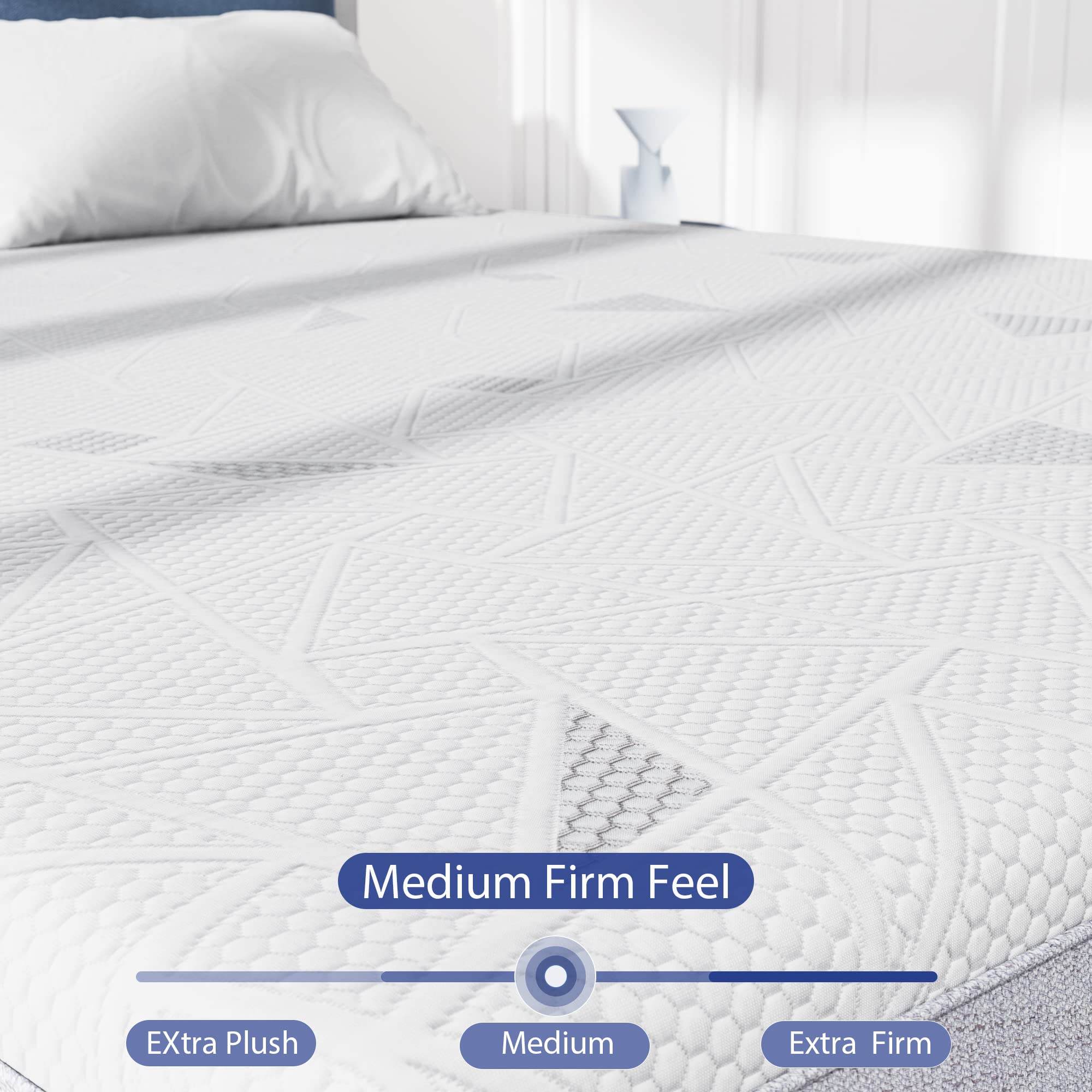Kescas 10 Inch Spring Hybrid Full Mattress -Bamboo Charcoal Cooling Gel Memory Foam, Moisture Wicking Cover, Edge Support - Pocket Innersprings for Motion Isolation - Medium Firm