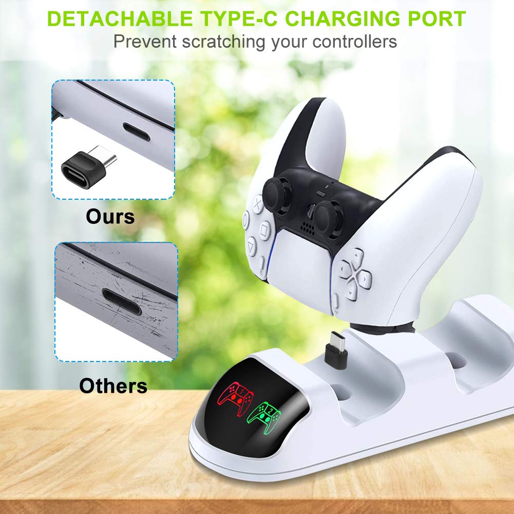 PS5 Controller Charger, findway PS 5 DualSense Controller Charging Station, Dual USB Type-C Fast Charging Dock with LED Indicator, Compatible for Playstation 5 / PS5/ Controller