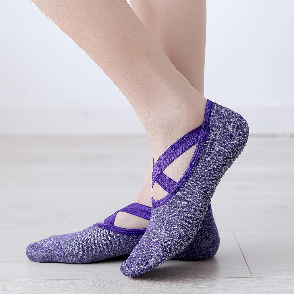 Colcolo Socks Yoga Dance Shoes Non Sports Massage Socks, Purple, one size