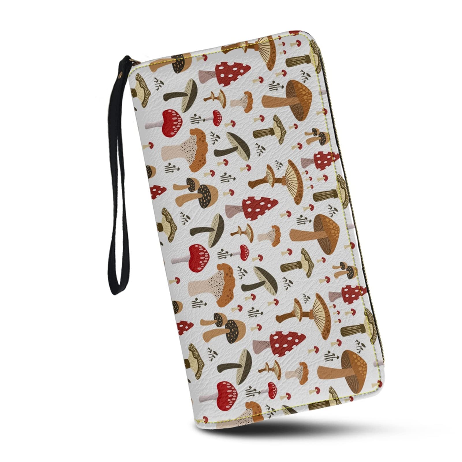 Coldinair Adorable Mushroom Print Long Wallets for Women,PU Leather Zip Around Clutch Travel Purse