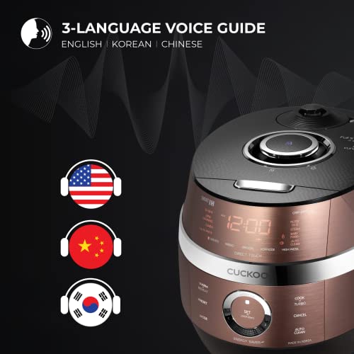 CUCKOO CRP-JHSR0609F | 6-Cup (Uncooked) Induction Heating Pressure Rice Cooker | 13 Menu Options, Auto-Clean, Voice Guide, Made in Korea | Copper