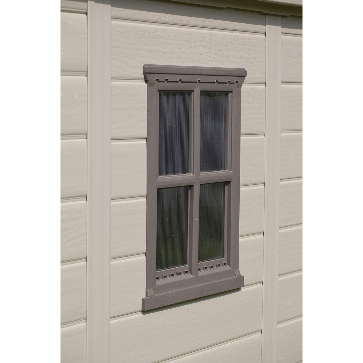Keter 213562 Factor 6 x 6 All Weather Resistant Resin Outdoor Storage Shed 2 Shelves Included and Built-In Ventilation, Beige and Brown