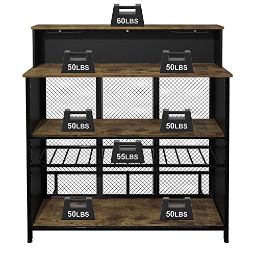 GDLF Home Bar Unit Mini Bar Liquor Bar Table with Storage and Footrest for Home Kitchen Pub (Brown)
