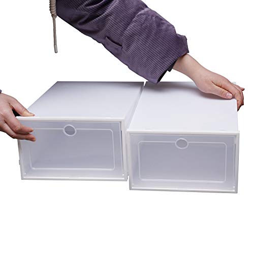 GDNTMU 24 Pack Shoe Storage Box, Clear Plastic Stackable Shoe Organizer for Closet, Space Saving Foldable Shoe Sneaker Containers Bins Holders (24 PACK)