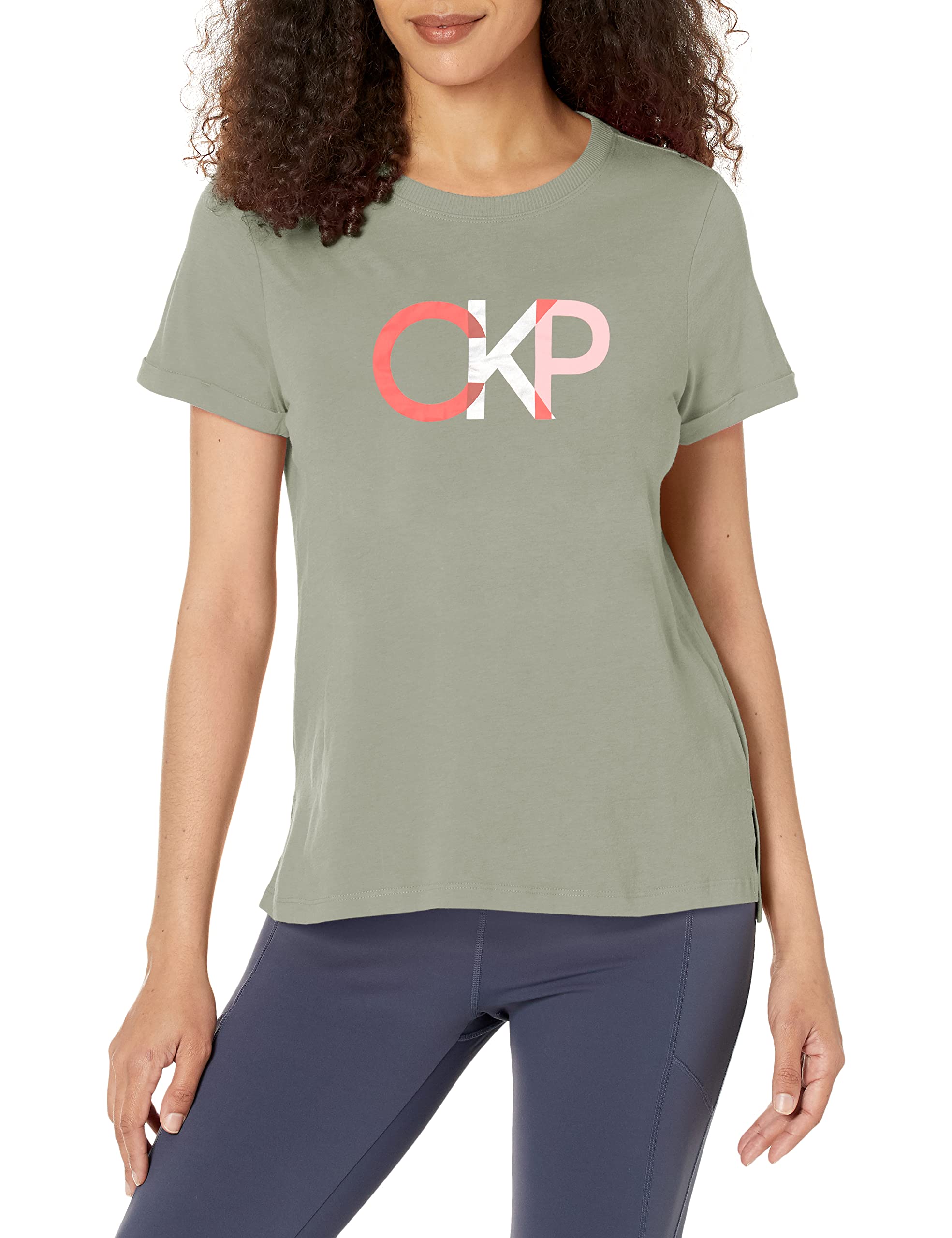 Calvin Klein Performance Women's Graphic Logo Crewneck T-Shirt, Sagebrush, Medium