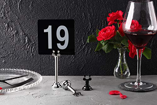 New Star Foodservice 23206 Plastic Double Sided Table Numbers, 1-50, 4-Inch by 4-Inch, Light Grey on Black