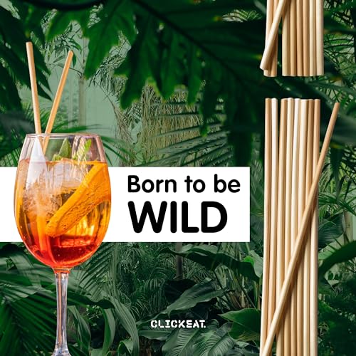 Clickeat Biodegradable Straws 100% Natural, Compostable, Disposable - 210 PCS, Eco-Friendly, Ideal for Restaurants, Coffee Stirring, Made with Rye Stalks - Sustainable Choice for Your Beverages