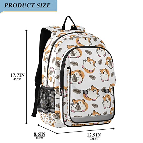 Glaphy Cute Hamster Pattern Backpack Lightweight Laptop Backpack School Bag Student Travel Daypack with Reflective Stripes