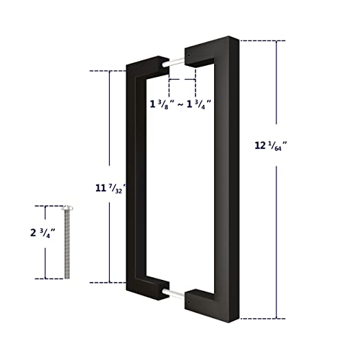 JUBEST 12" Matte Black Push Pull Bar Handle,Sliding Barn Door Handle,Heavy Duty Double Sided Door Handle for Wood Door, Garage, Industrial Grab Bar