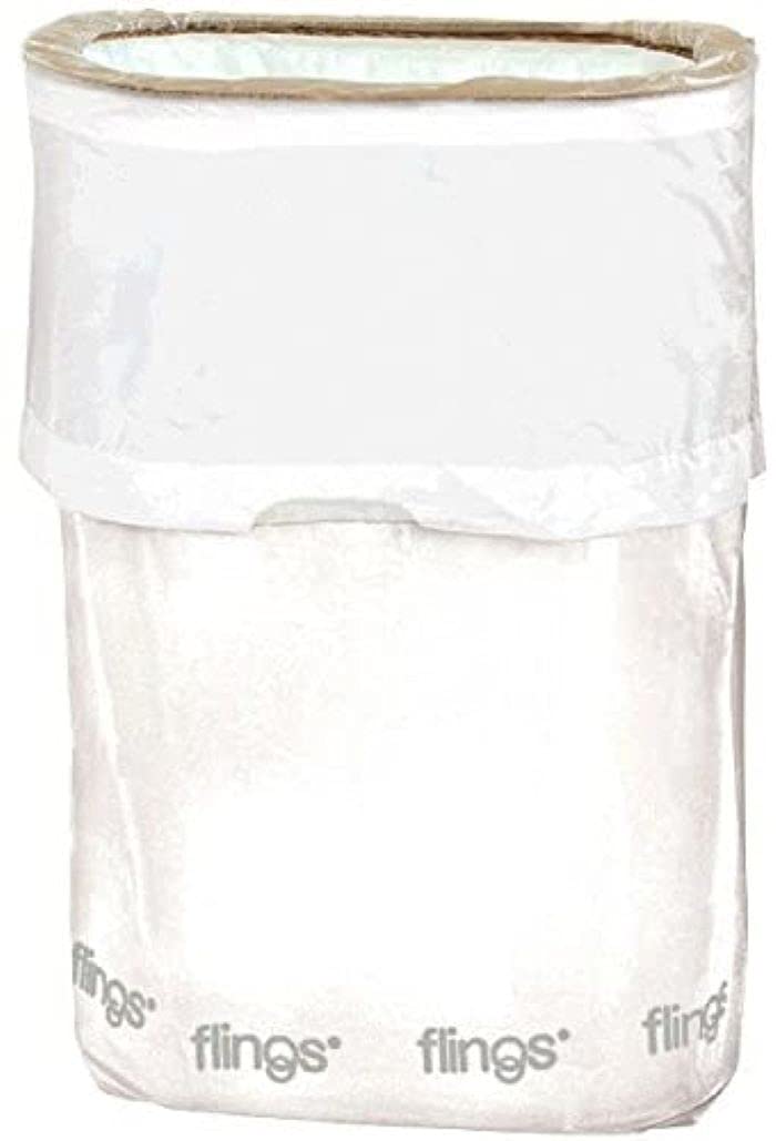 FlingsĀ® Bin Disposable Trash Can for Parties - 13 Gallon Plastic Pop Up Garbage Can (1 Pc) Perfect Solution for Waste at Events and Parties - White