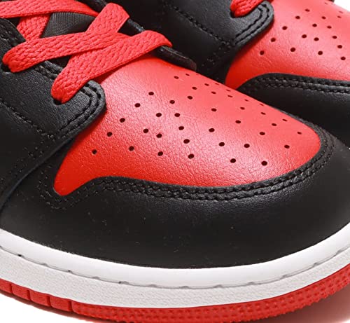 Jordan Air 1 Mid (Big Kid) Black/Fire Red-white 5 Big Kid