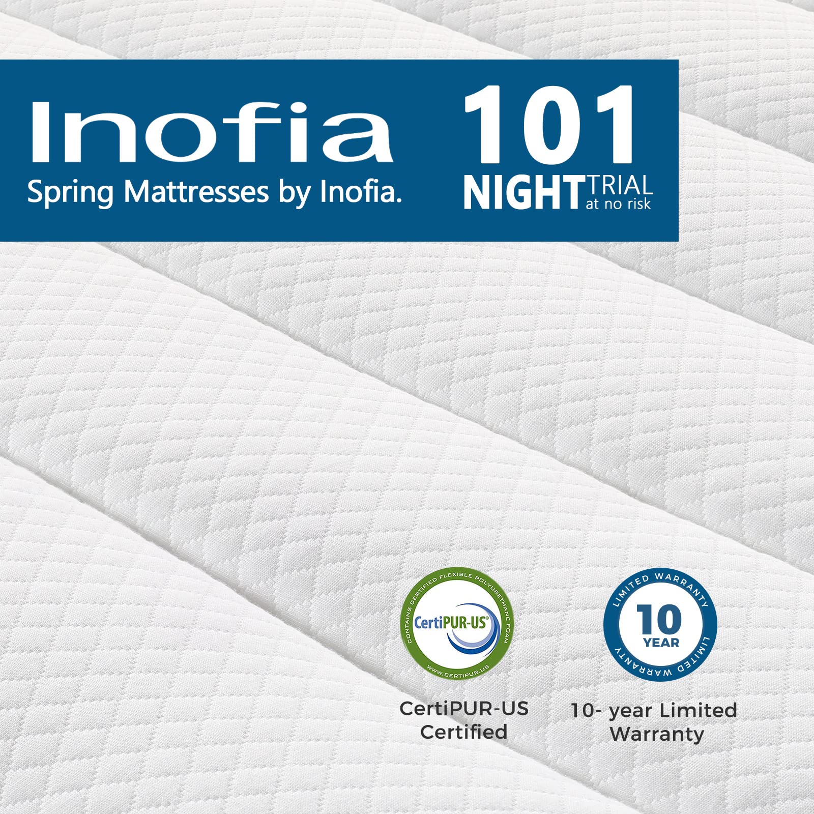 Inofia Twin Mattress, 10 Inch Hybrid Innerspring Single Mattress Cool Twin Bed Supportive & Pressure Relief with Breathable Soft Knitted Fabric Cover