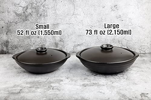 GREATUS Korean Dojagi J Pot/Korean Stone Pot with lid, Stone Bowl for Kimchi Budae Sundubu Stew(Large)